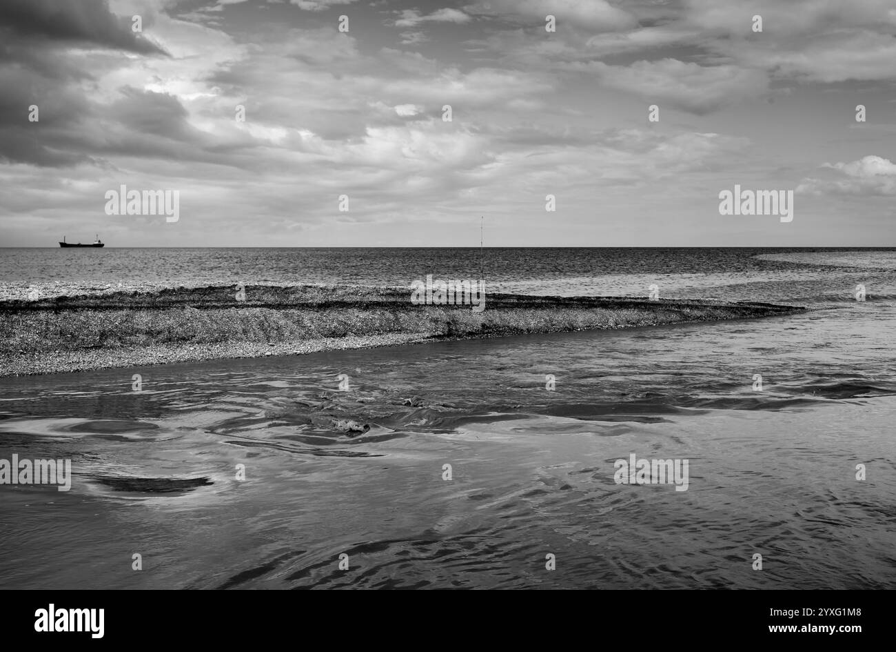 Black and white coastal landscape. Crimea, Black Sea Stock Photo - Alamy