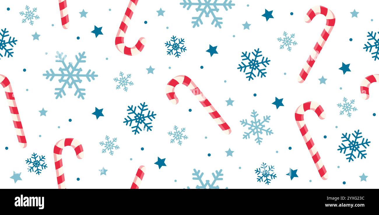 christmas seamless pattern with candy cane and snowflake decoration ...