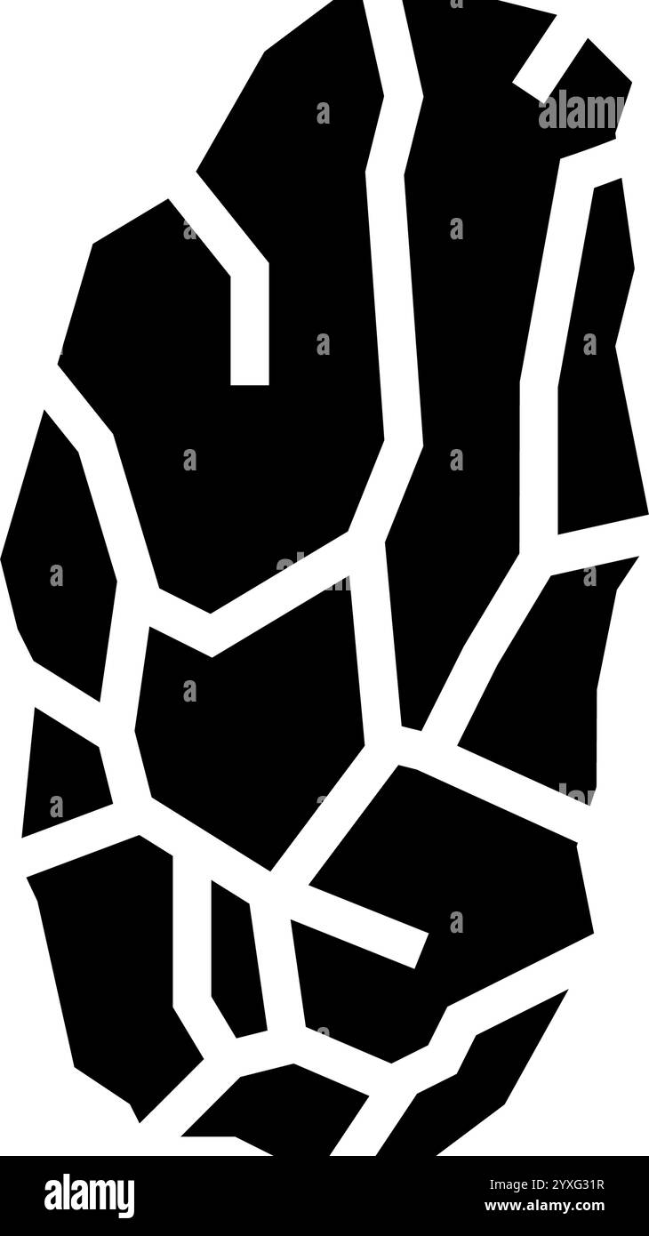 chipped stone fracture glyph icon vector illustration Stock Vector ...