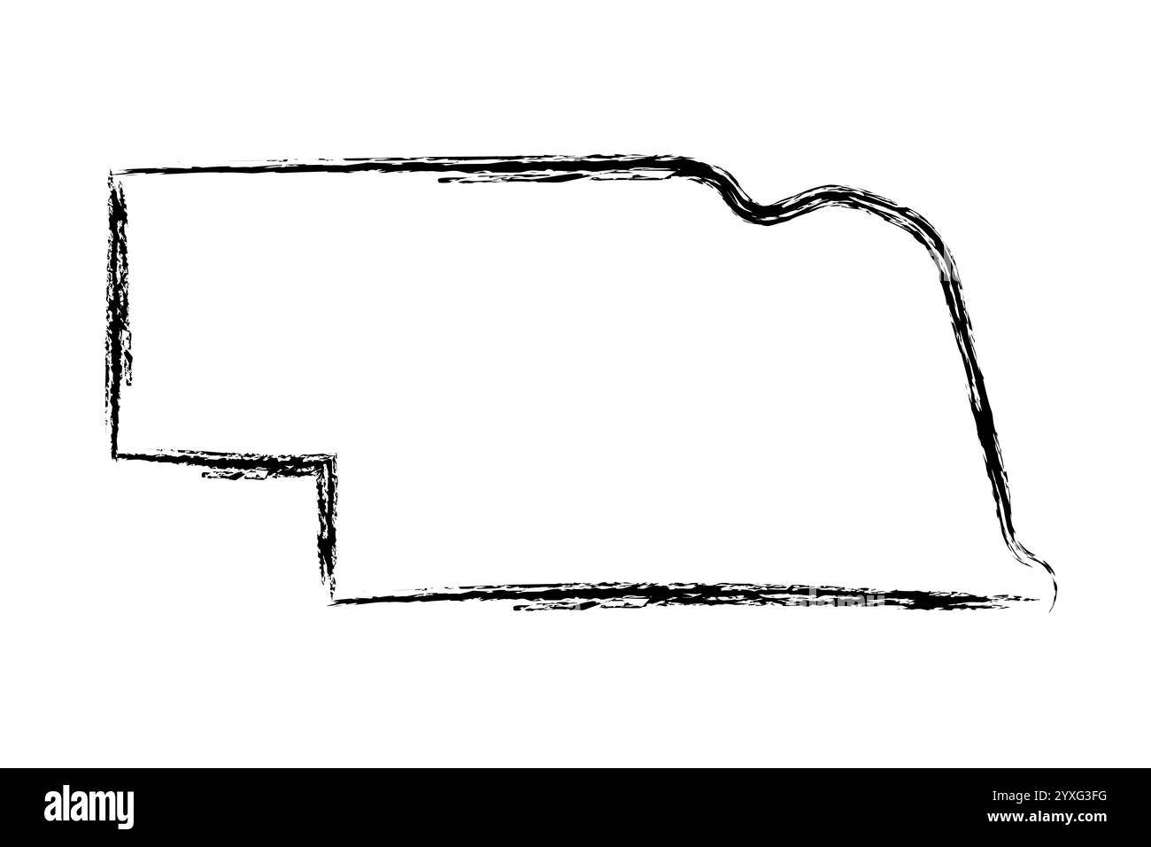 Nebraska hand drawn map. Simple US state outline sketch map. Doodle ...