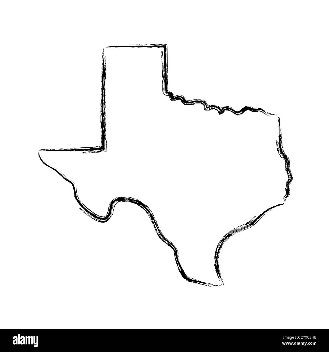Texas hand drawn map. Simple US state outline sketch map. Doodle style ...