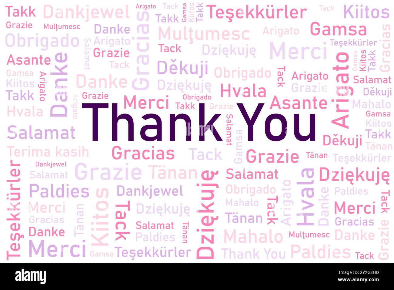 Thank you words in many languages. Different international language thank you word collage Stock ...