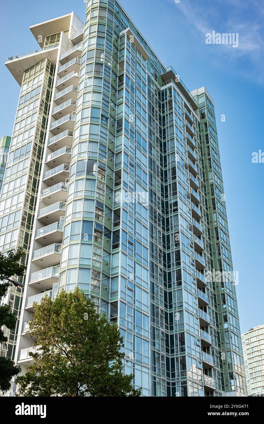 Detail in Modern residential flat apartment building exterior. Fragment ...