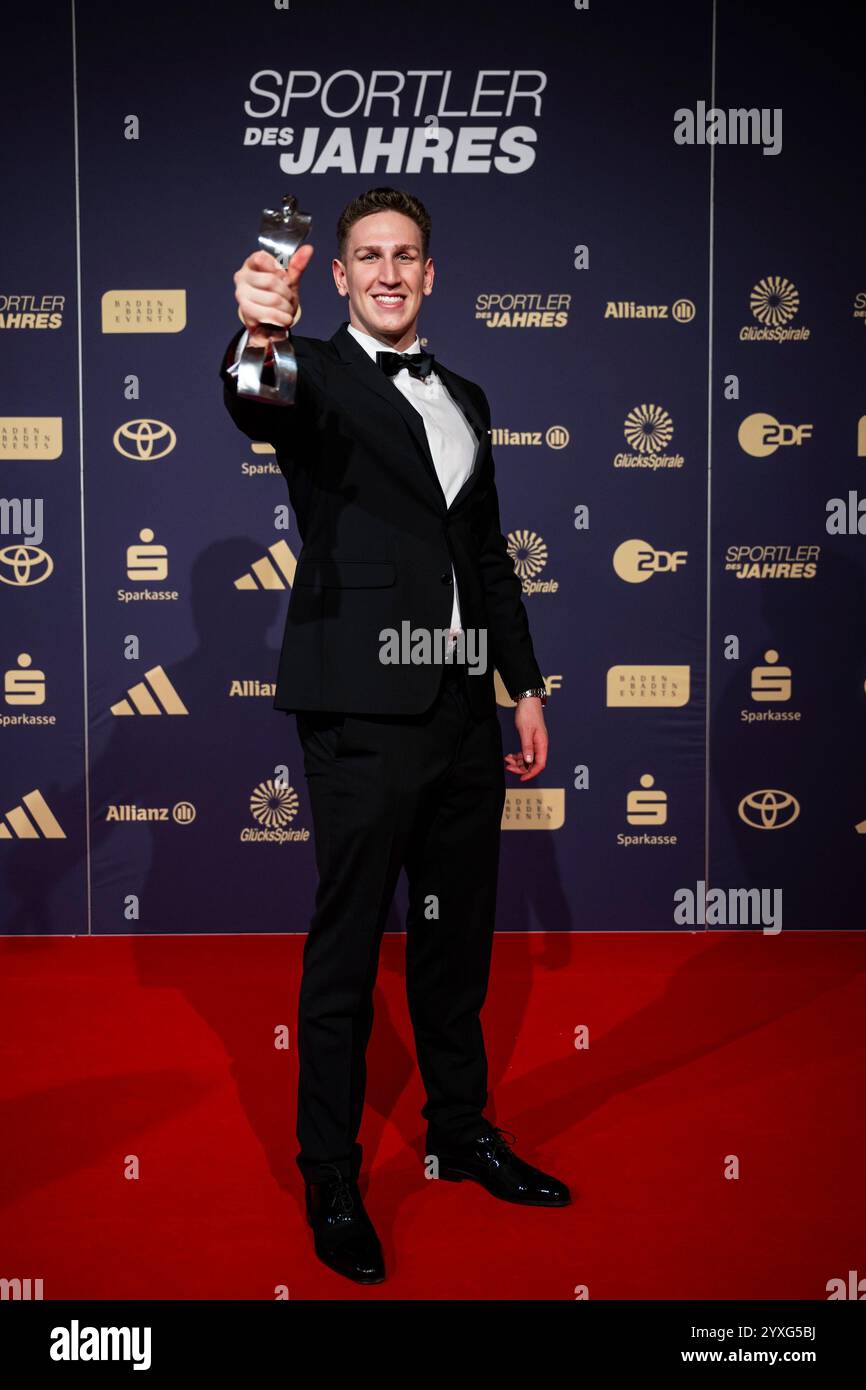15 December 2024, Baden-Württemberg, Baden-Baden: Lukas Märtens poses ...