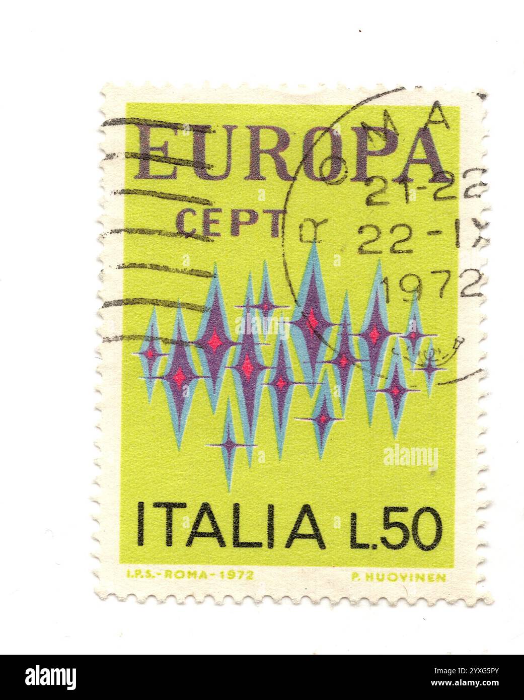A vintage postage stamp from Italy isolated on a white background Stock ...