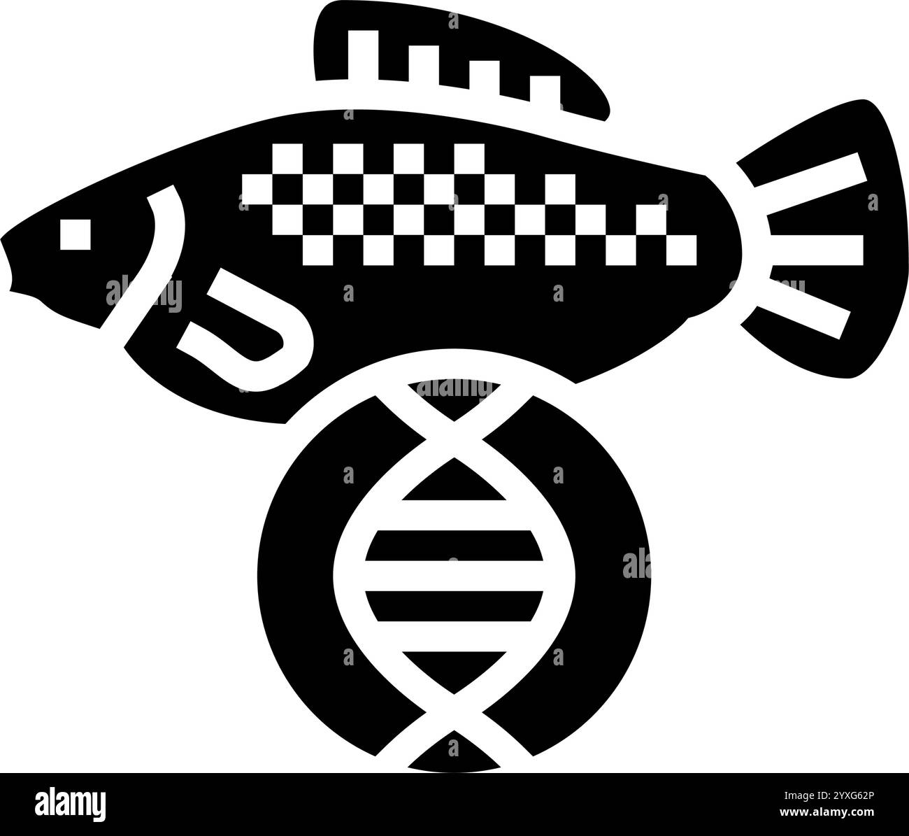 fish with dna genetic engineering glyph icon vector illustration Stock ...