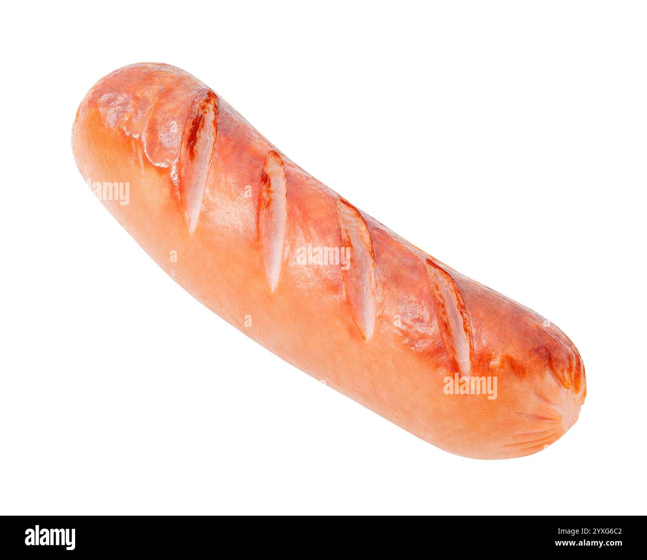 one grilled sausage bbq, isolated on white background Stock Photo - Alamy