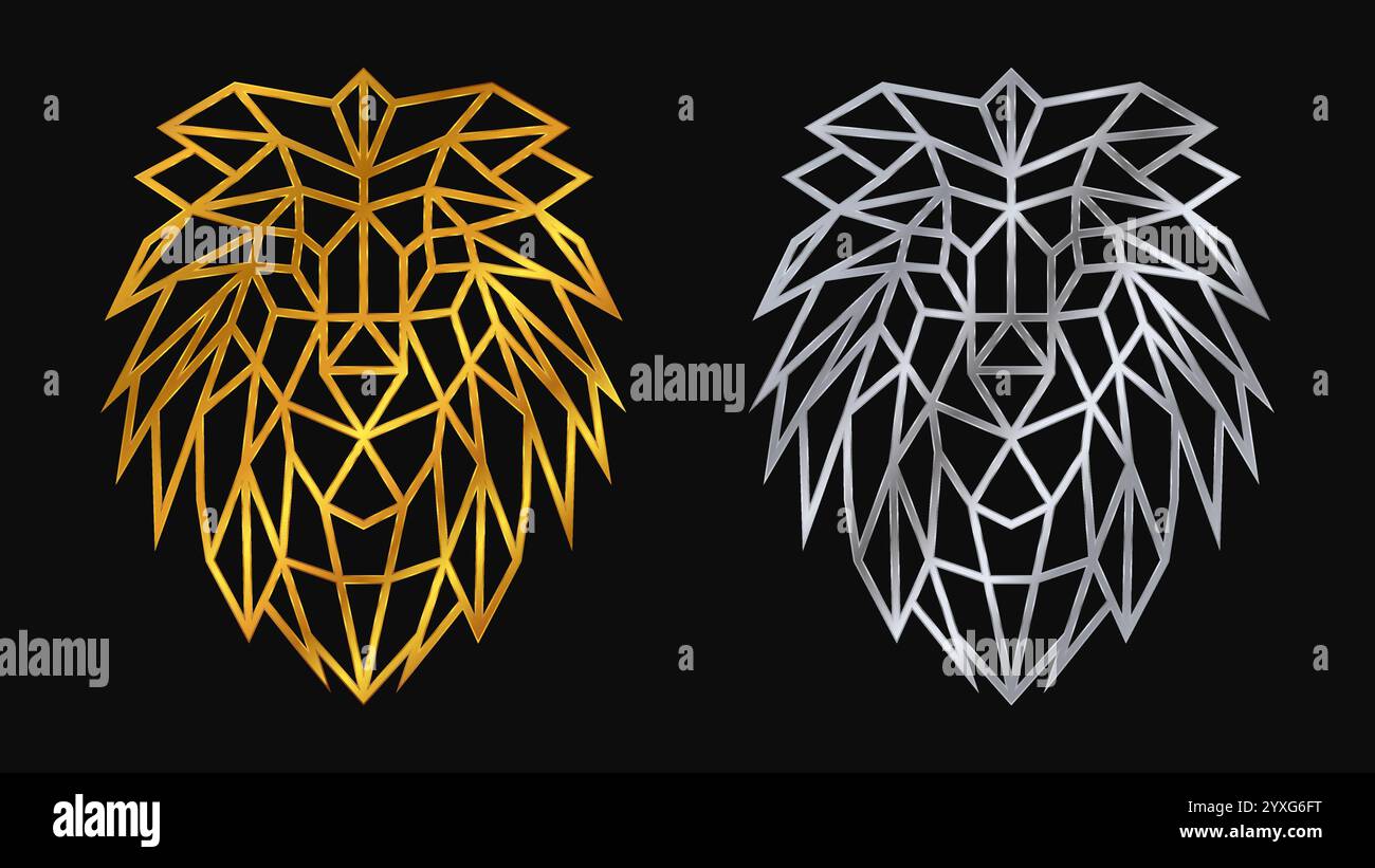 Lion head logo. Polygon pattern. Line art. Vector illustration EPS10 ...