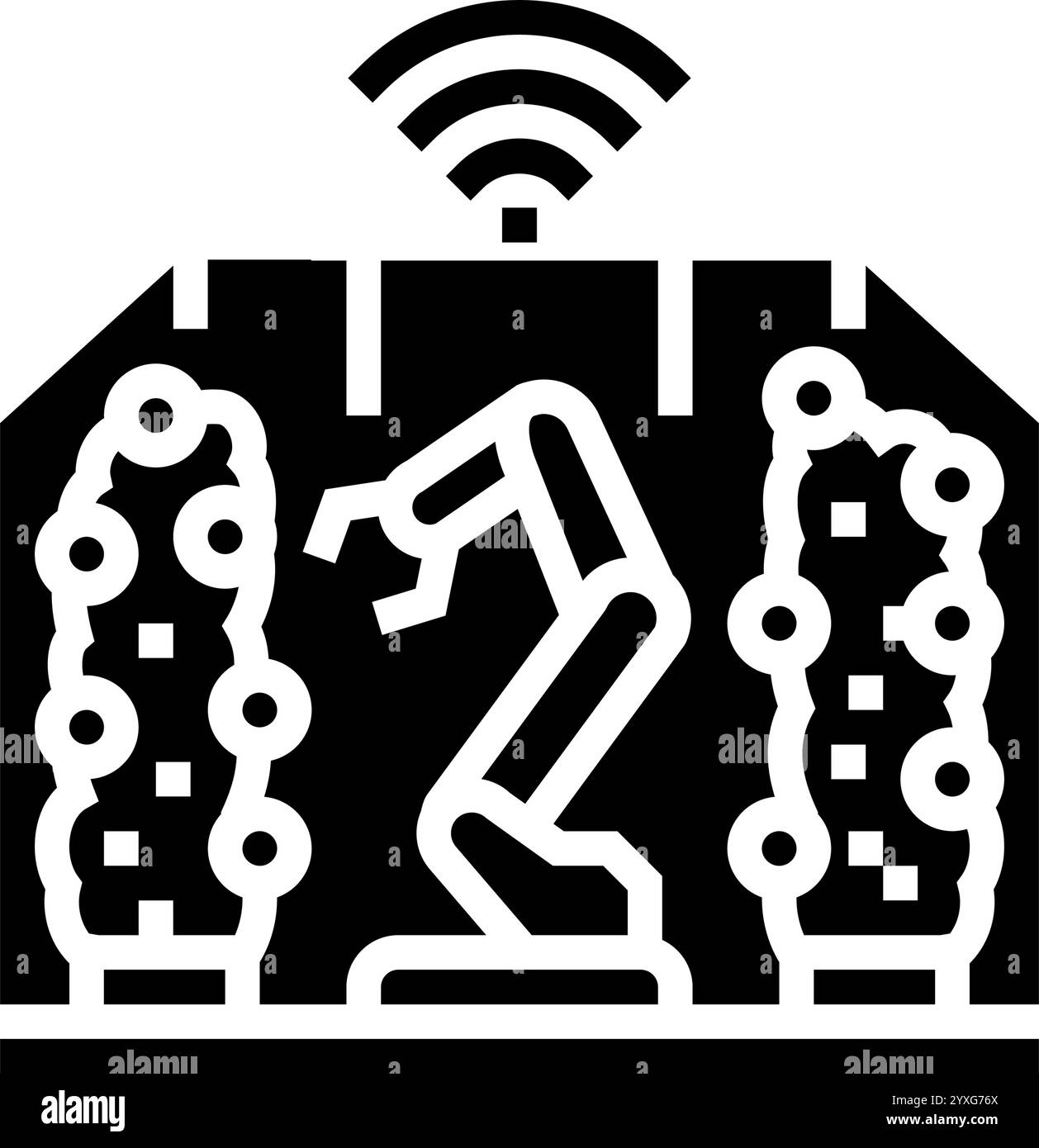 automated greenhouse robot harvests glyph icon vector illustration ...