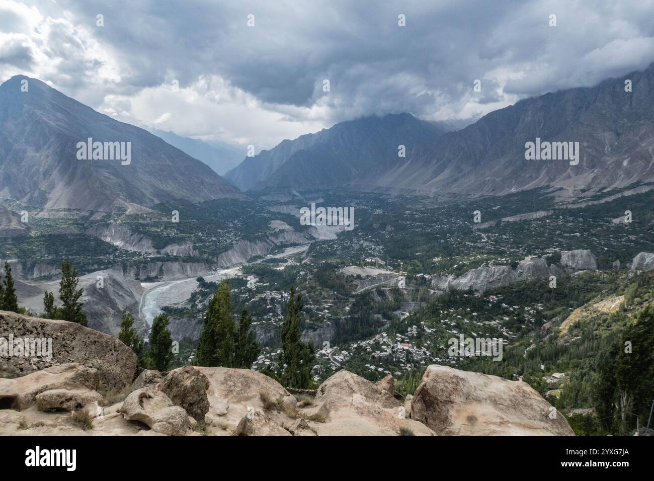 View of the Hunza Valley from the Eagle's Nest, Karimabad, Hunza ...