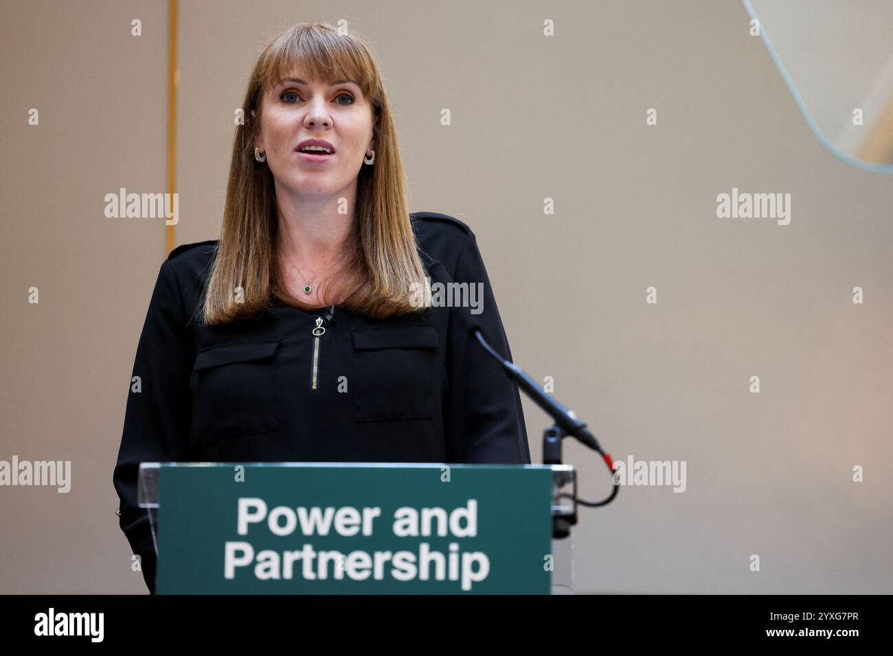 Deputy Prime Minister Angela Rayner giving a speech in Leeds, to launch ...