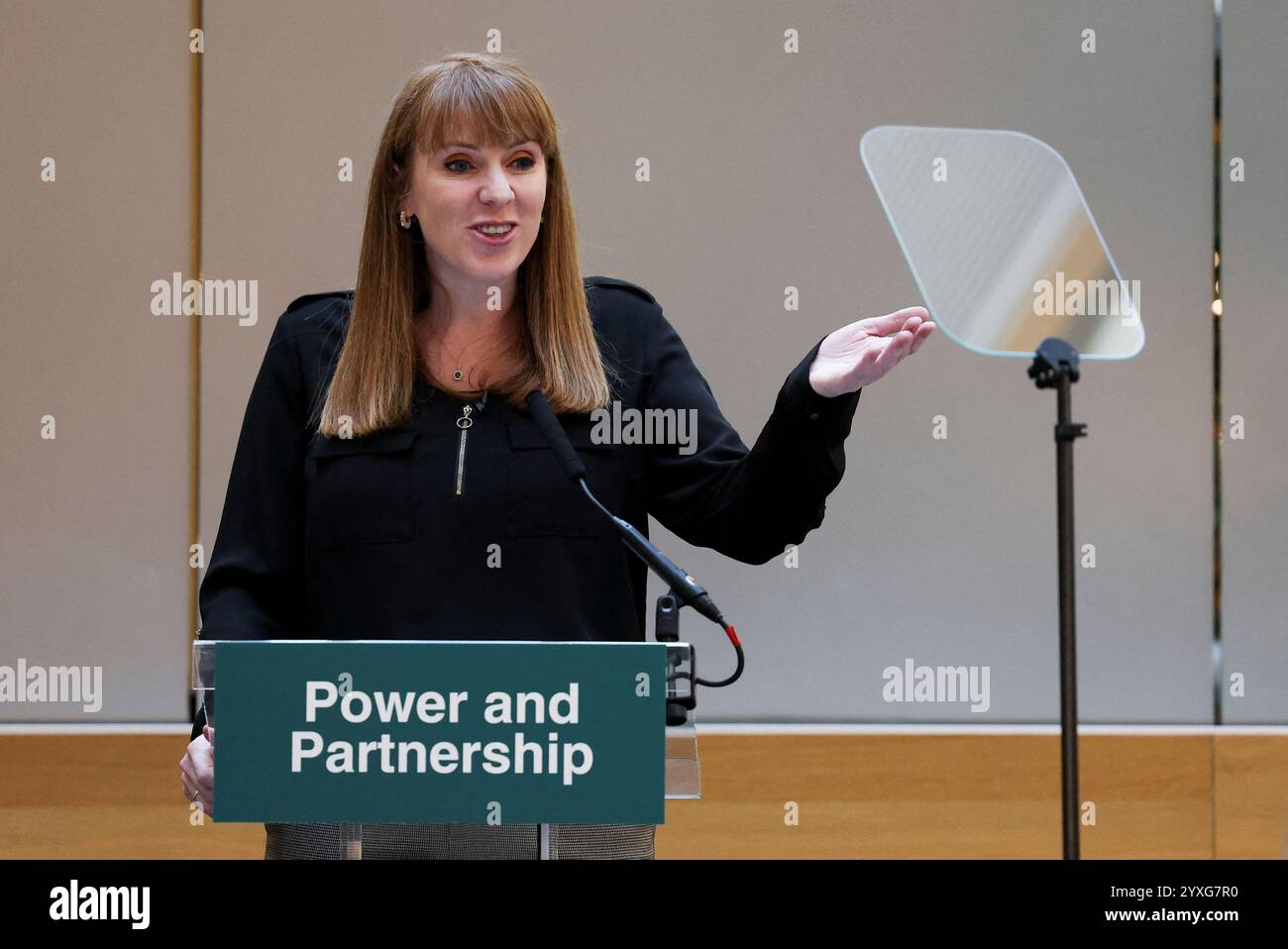 Deputy Prime Minister Angela Rayner giving a speech in Leeds, to launch ...