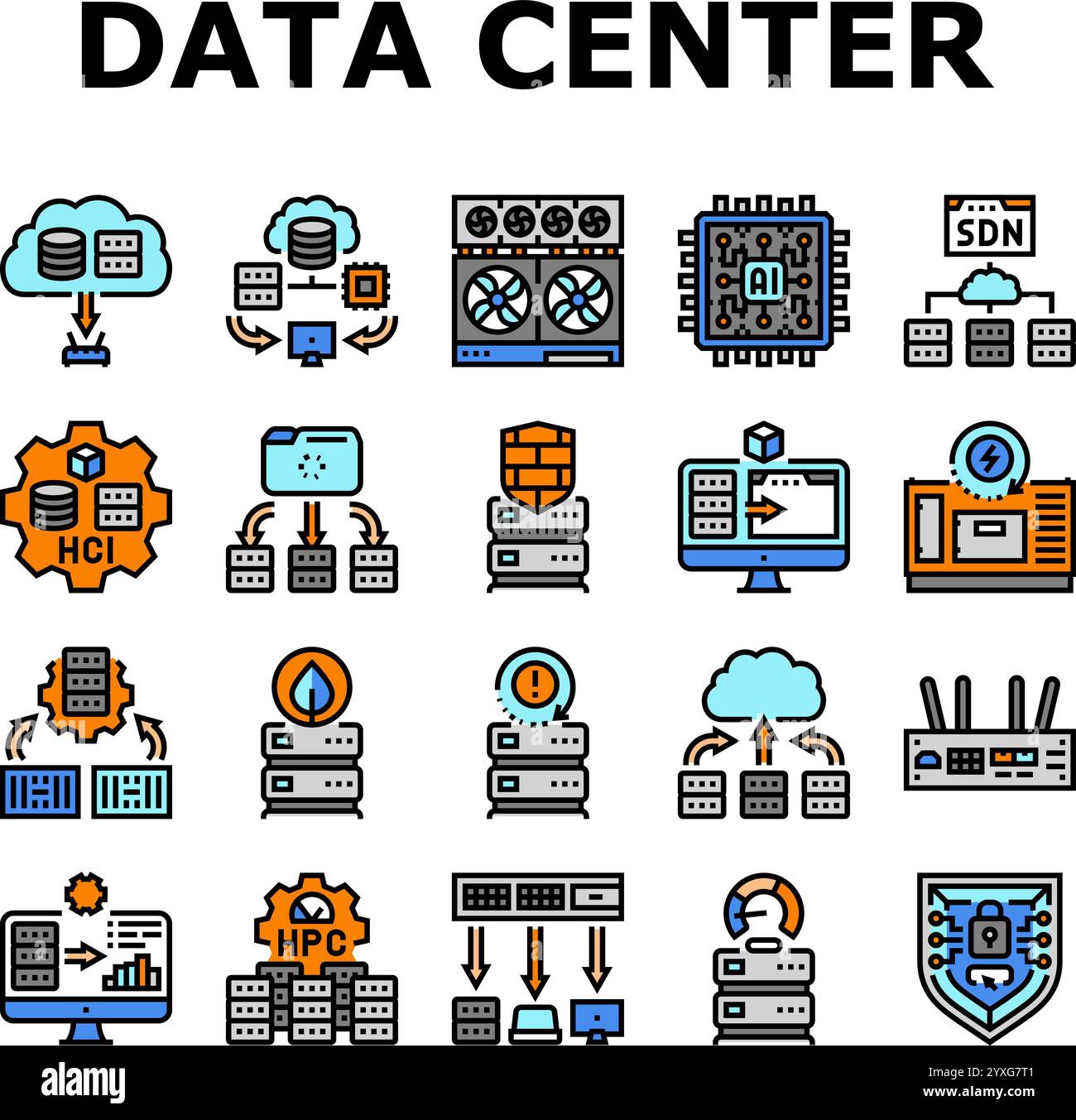 next gen data center automation icons set vector Stock Vector Image ...