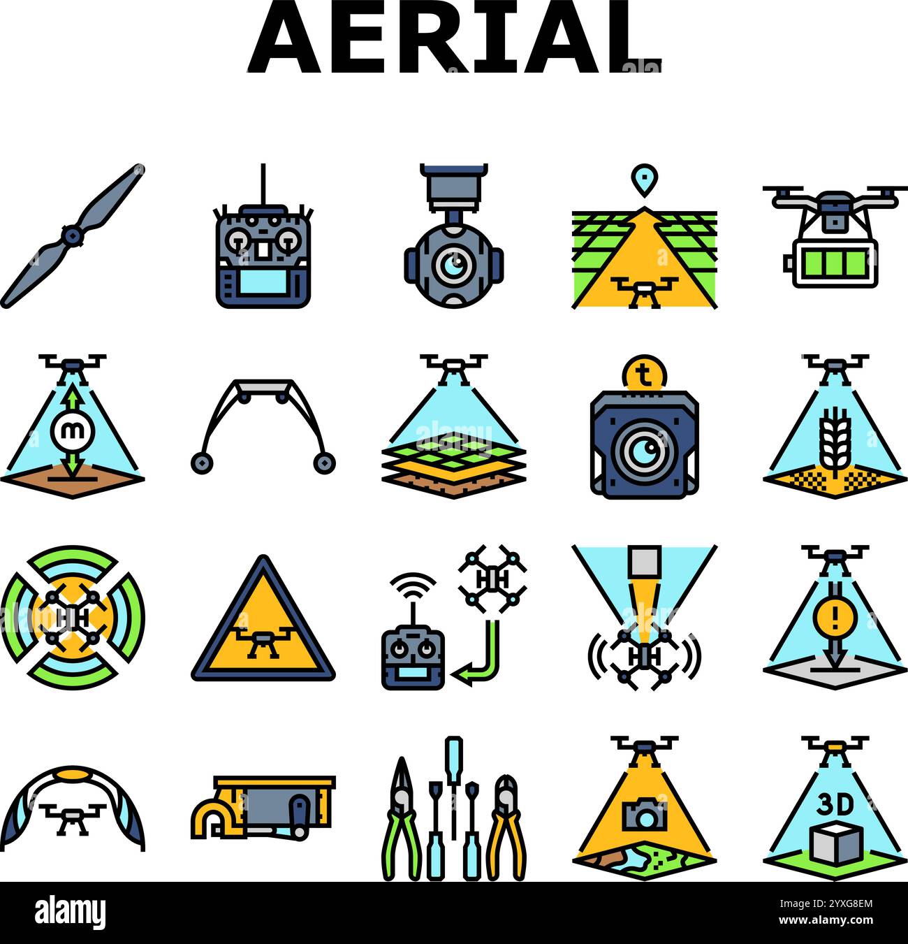 unmanned aerial vehicle drone uav icons set vector Stock Vector Image ...