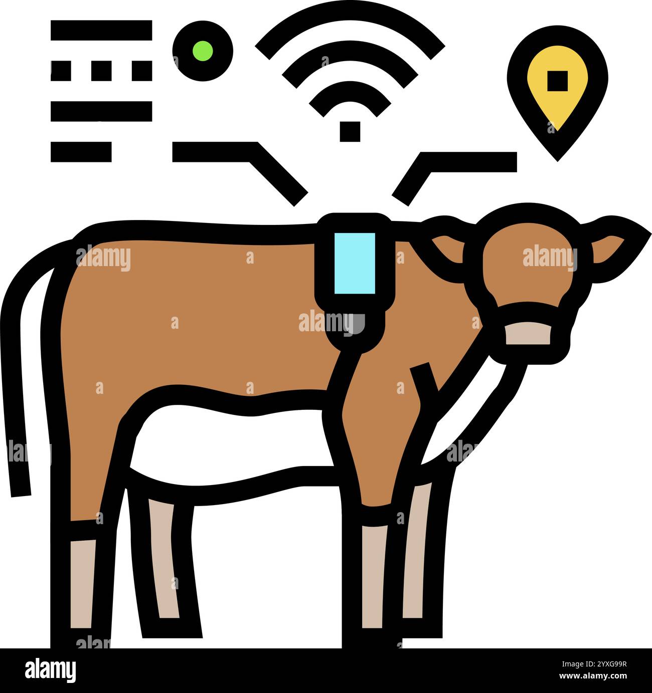 livestock tracker agri tech color icon vector illustration Stock Vector ...