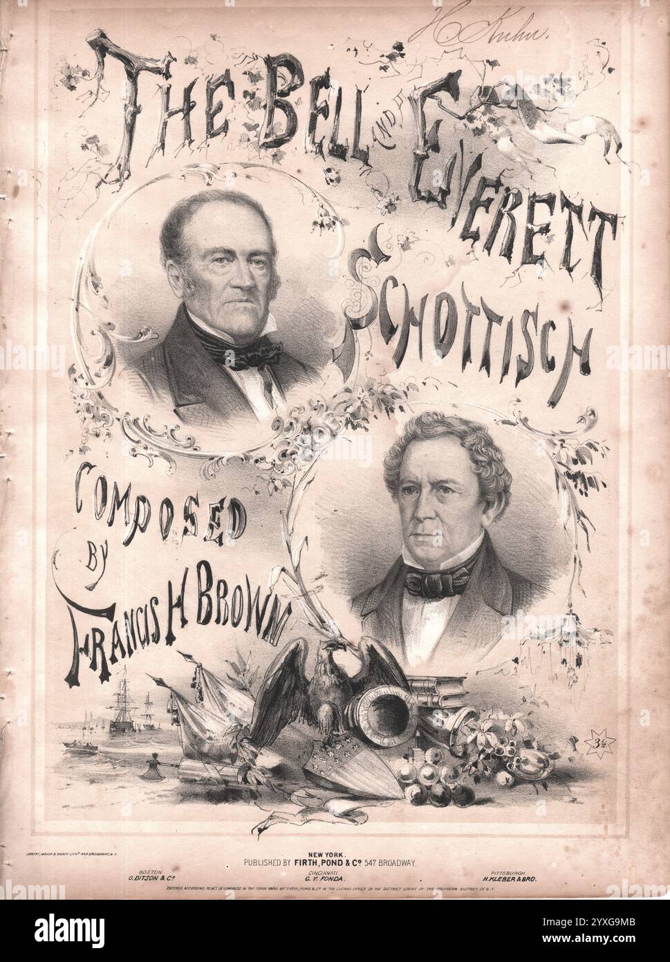 Bell and Everett Schottisch, 1860 Sheet Music Stock Photo - Alamy