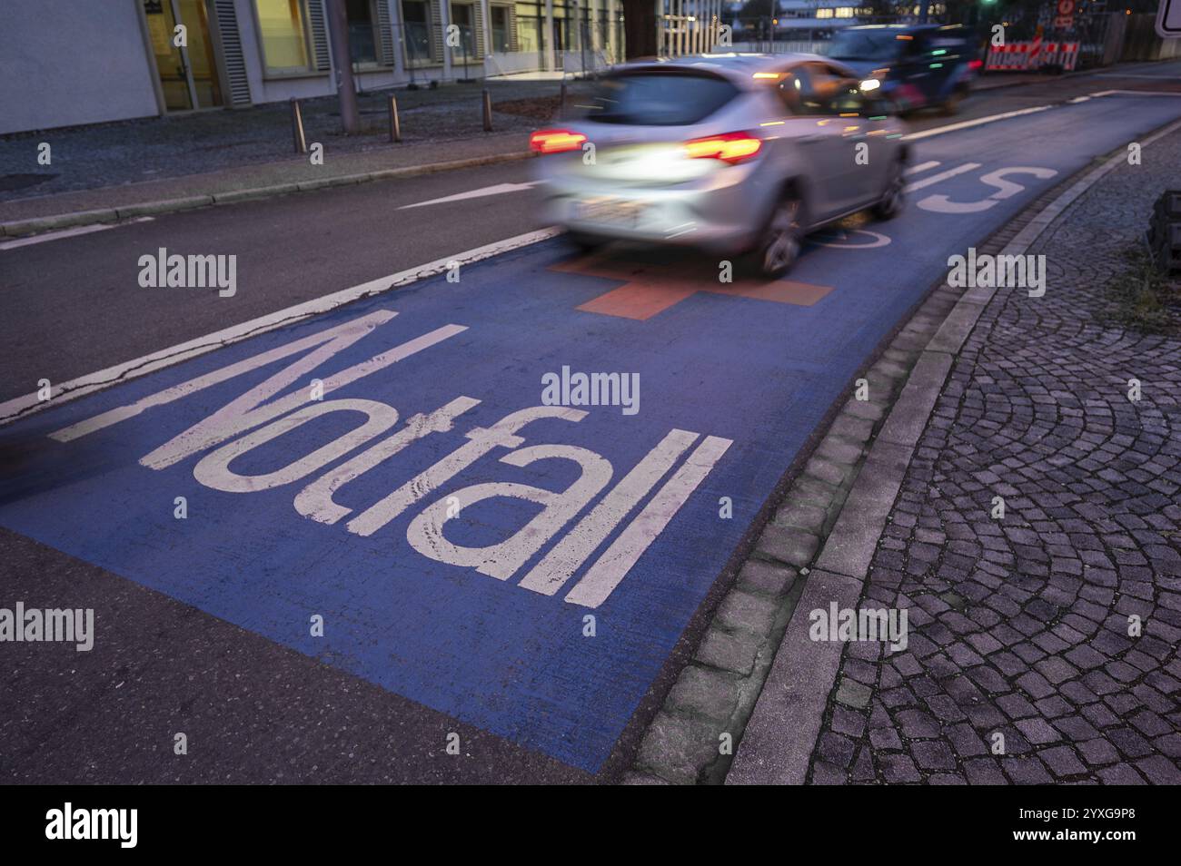 Emergency lane for ambulances, buses and taxis, Erlangen, Middle ...
