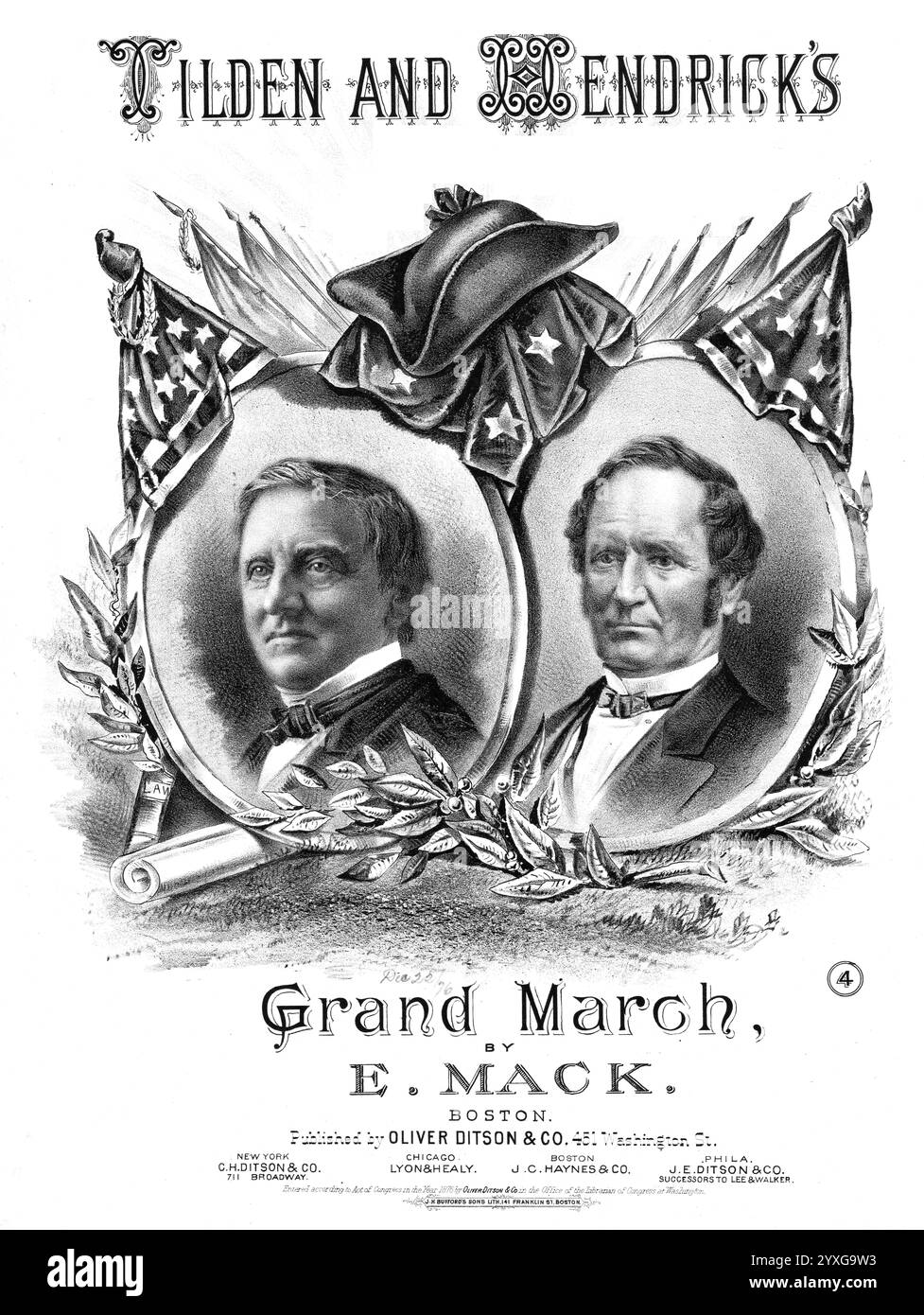 Tilden and Hendricks Grand March 1876 Sheet Music Stock Photo - Alamy