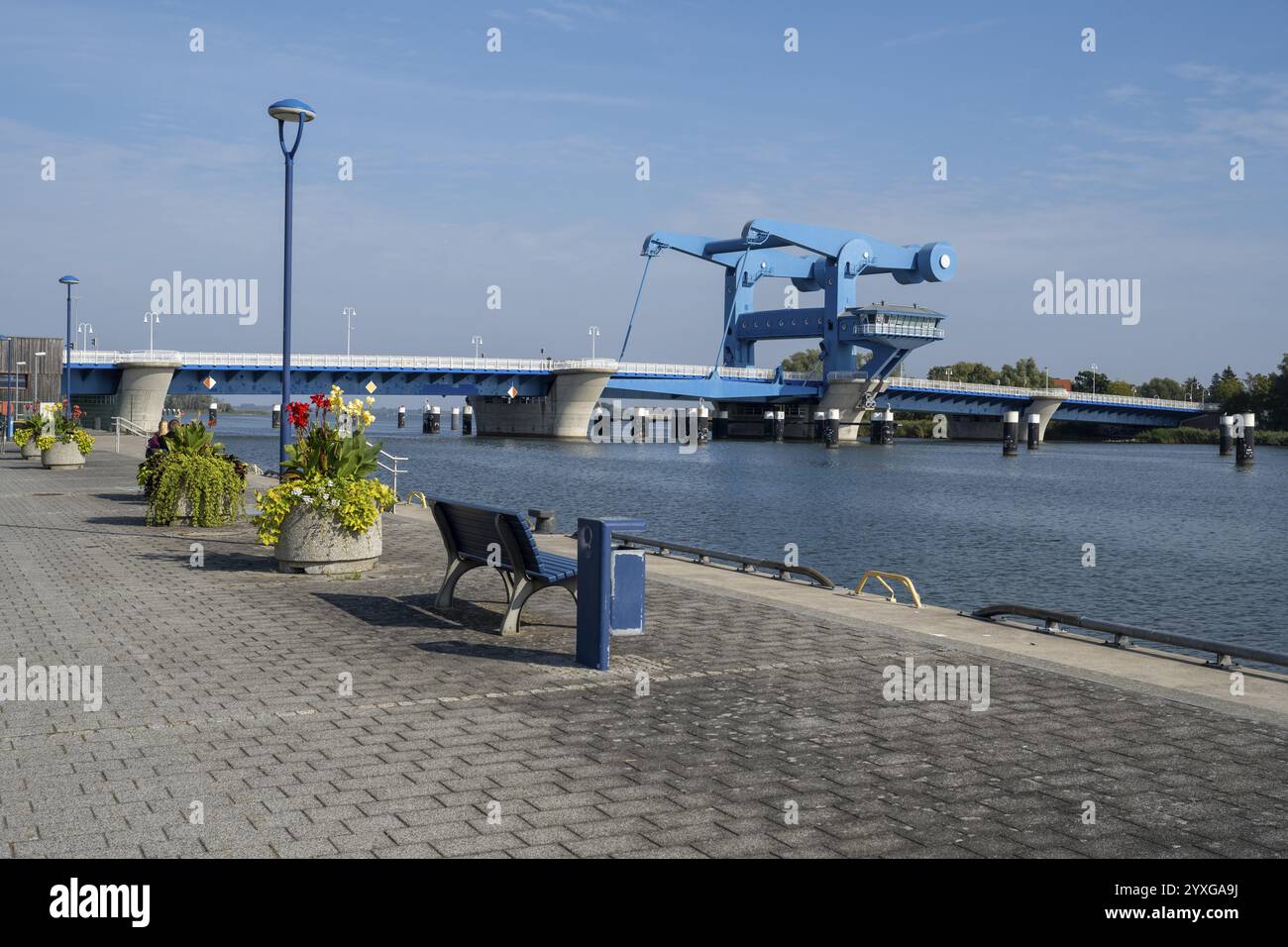 Bascule bridge on the Peenestrom, Waagebalken bascule bridge, Wolgast ...