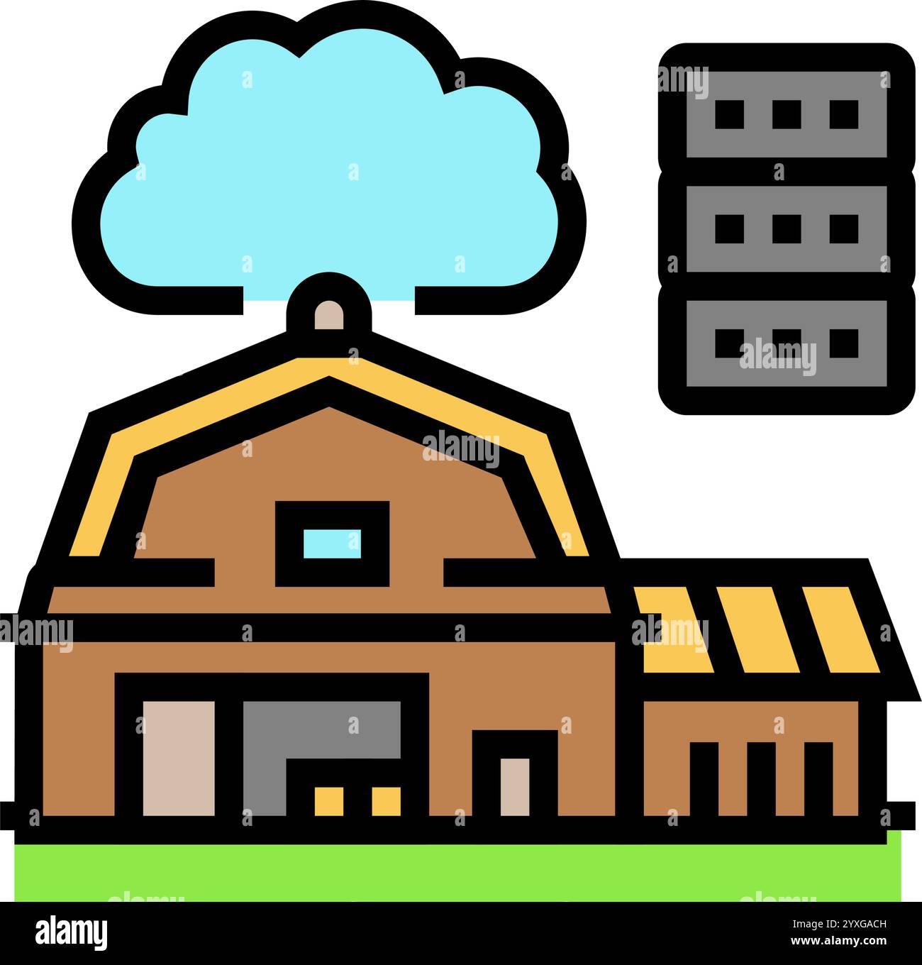 iot connected farm agri tech color icon vector illustration Stock ...