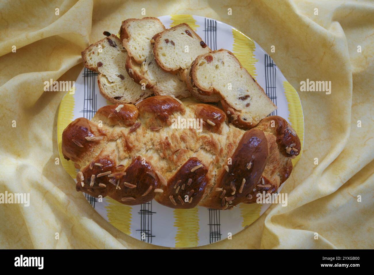 Swabian baked goods, yeast plait, sweet wreath bread, yeast pastry with ...