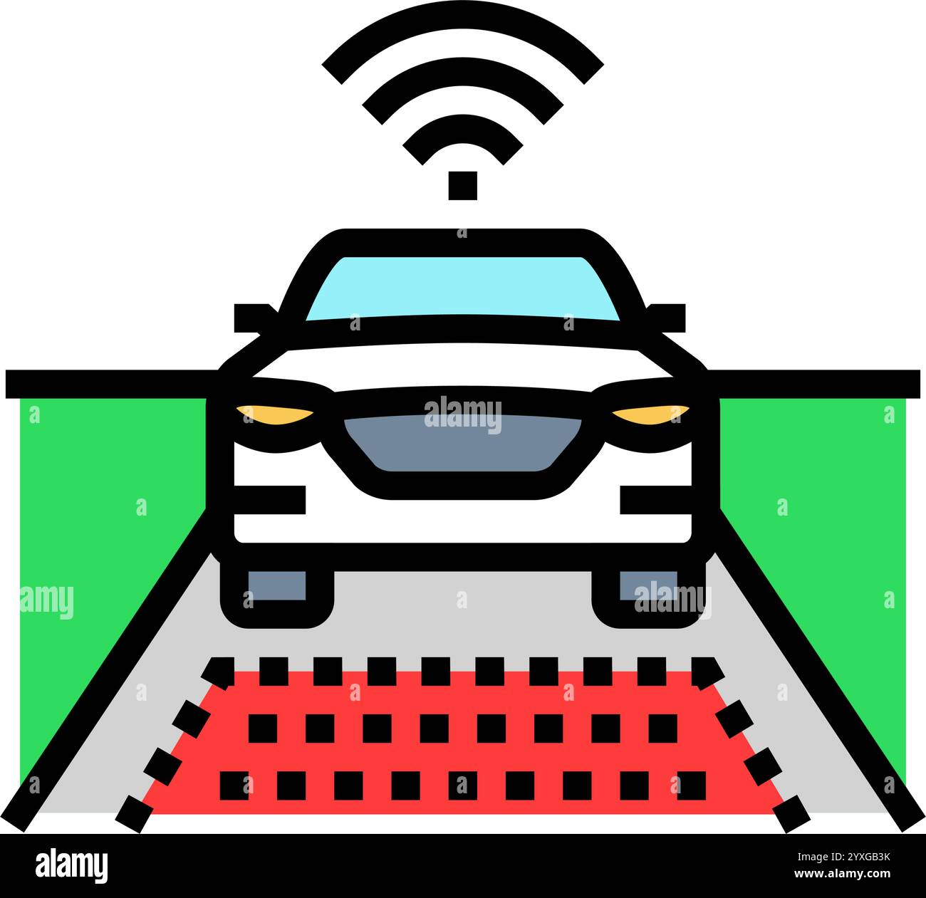 Road Lane Detection Autonomous Vehicle Color Icon Vector Illustration Stock Vector Image And Art
