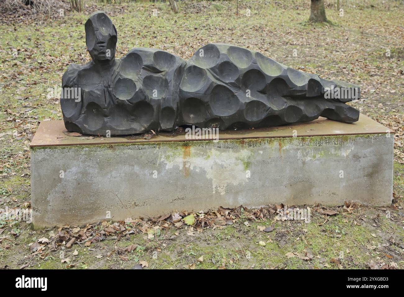 Sculpture Lying by Frank Leske 2022, wooden sculpture, wooden figure ...