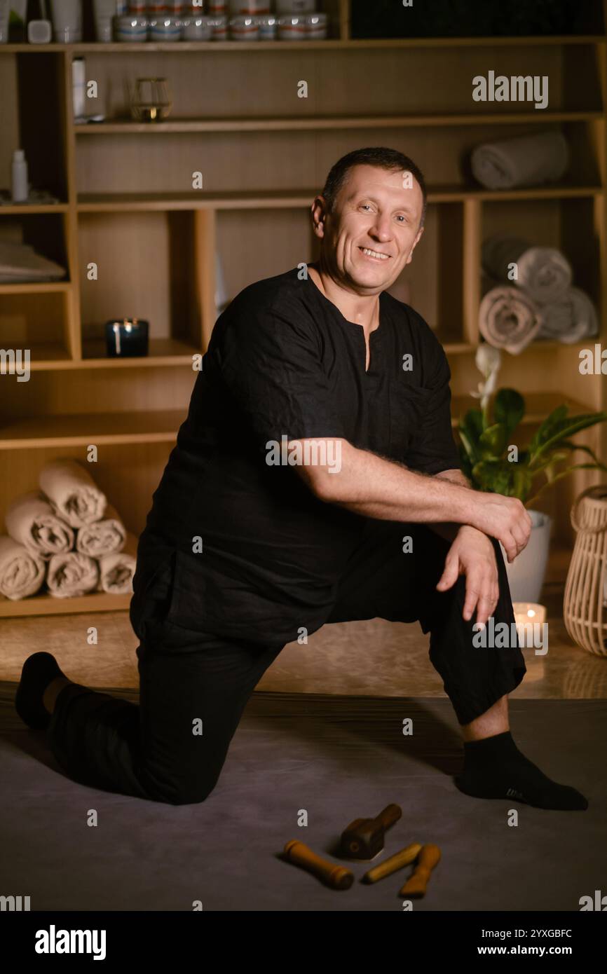Portrait of a male Massage Therapist in a spa. The concept of Thai ...