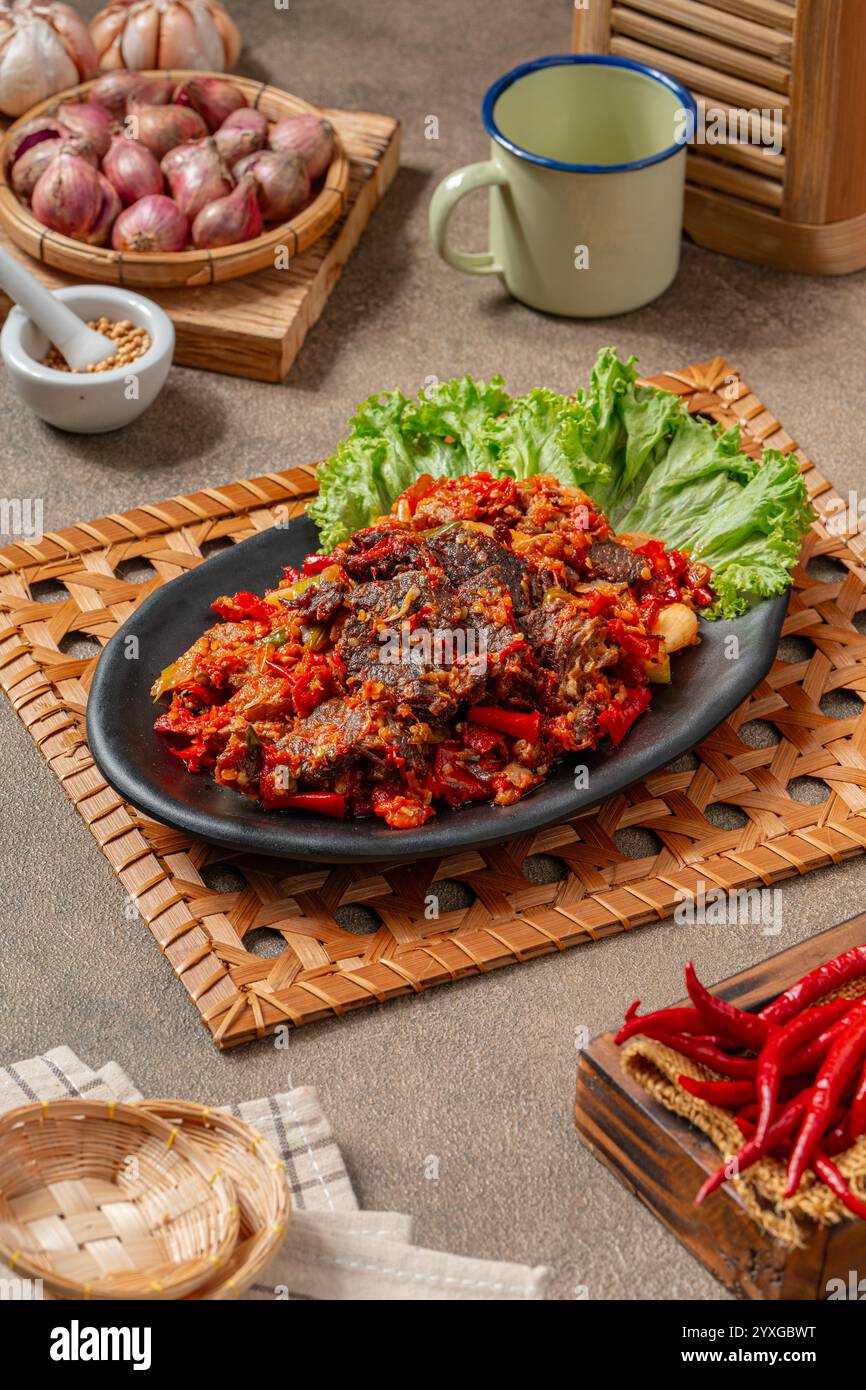 Jerado balado or Dendeng balado is a traditional cuisine from west ...