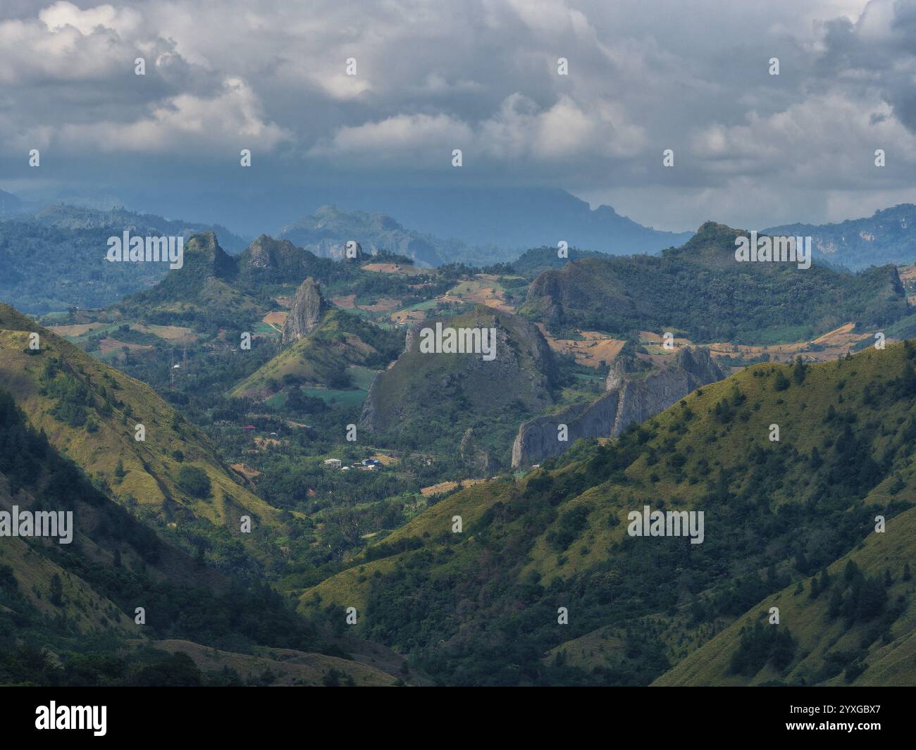 Landscape with mountains and rocks, Tana Toraja, Sulawesi, Indonesia ...