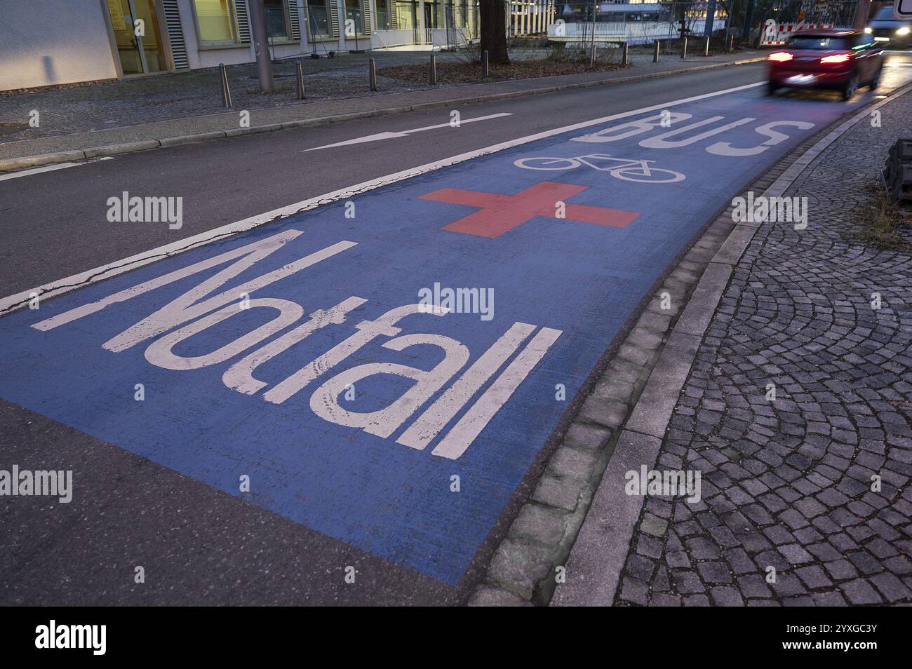 Emergency lane for ambulances, buses and taxis, Erlangen, Middle ...