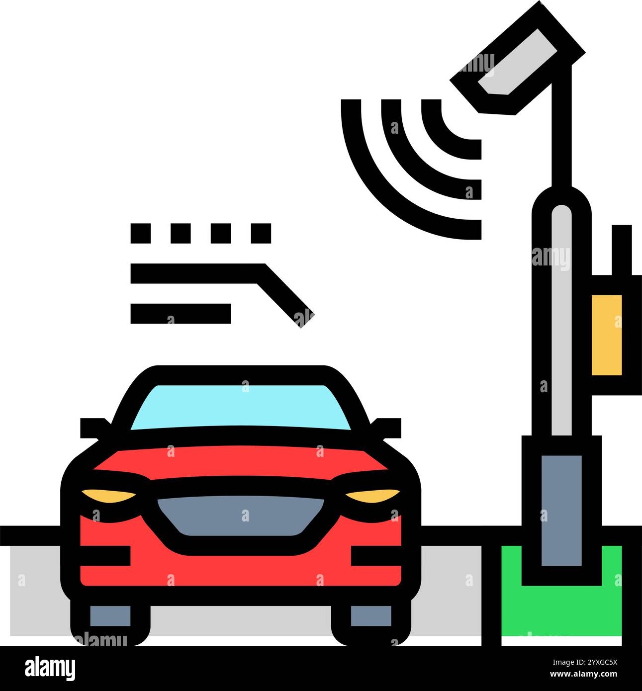 highway with sensors autonomous vehicle color icon vector illustration ...