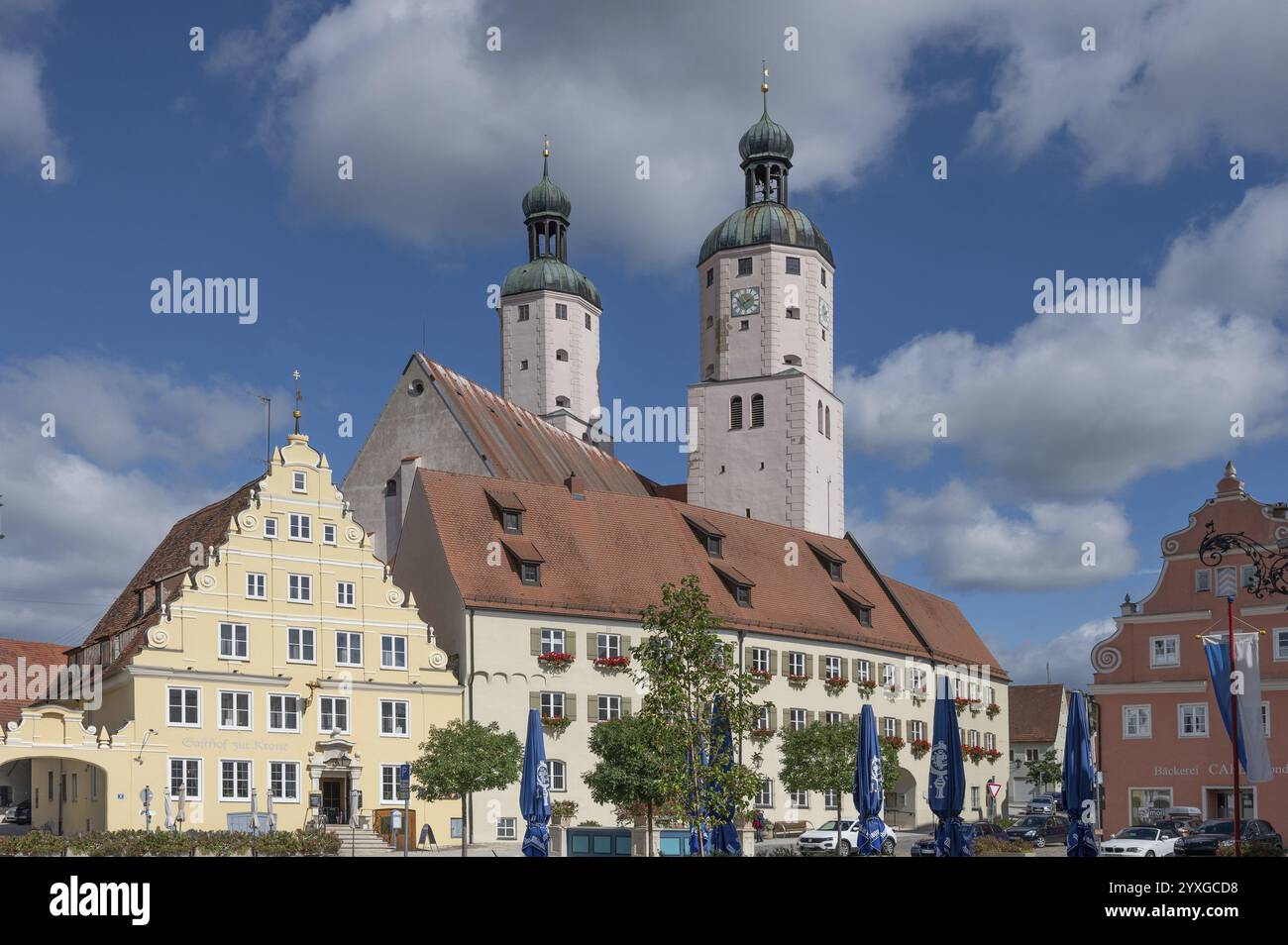 Historic houses on the market square, Gasthof zur Krone, town ...