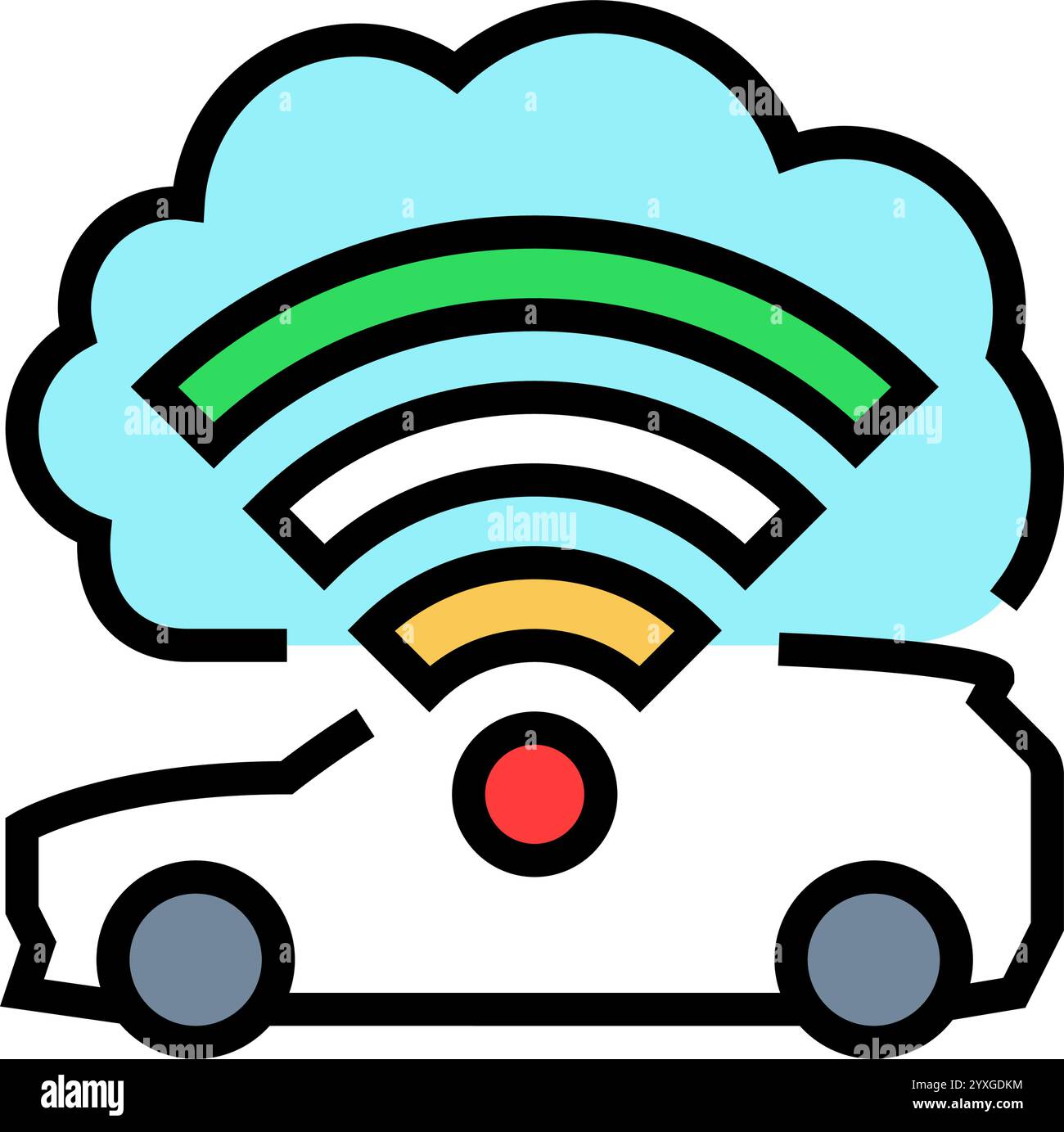 Cloud Connected Car Autonomous Vehicle Color Icon Vector Illustration Stock Vector Image And Art