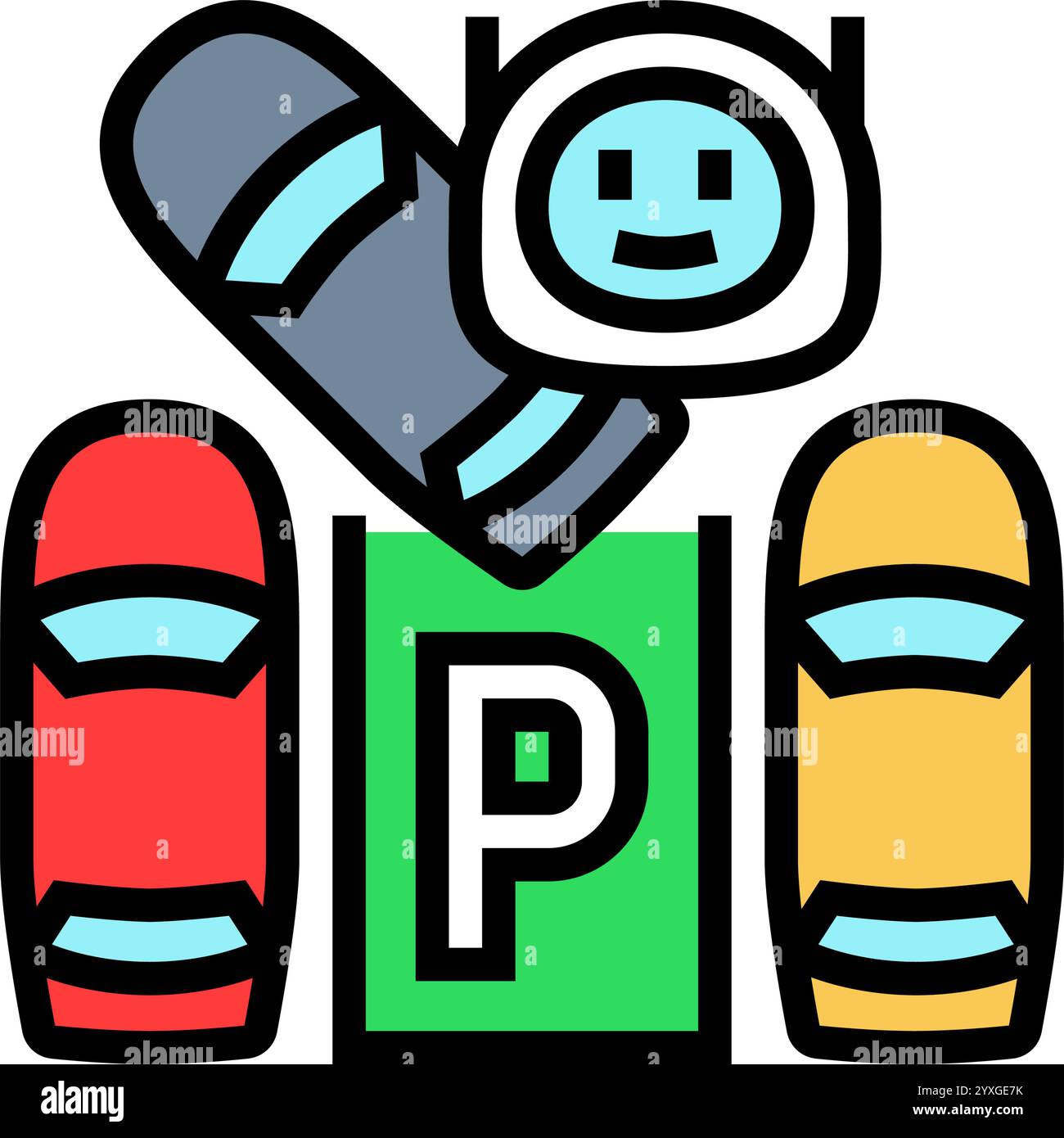 automated parking autonomous vehicle color icon vector illustration ...