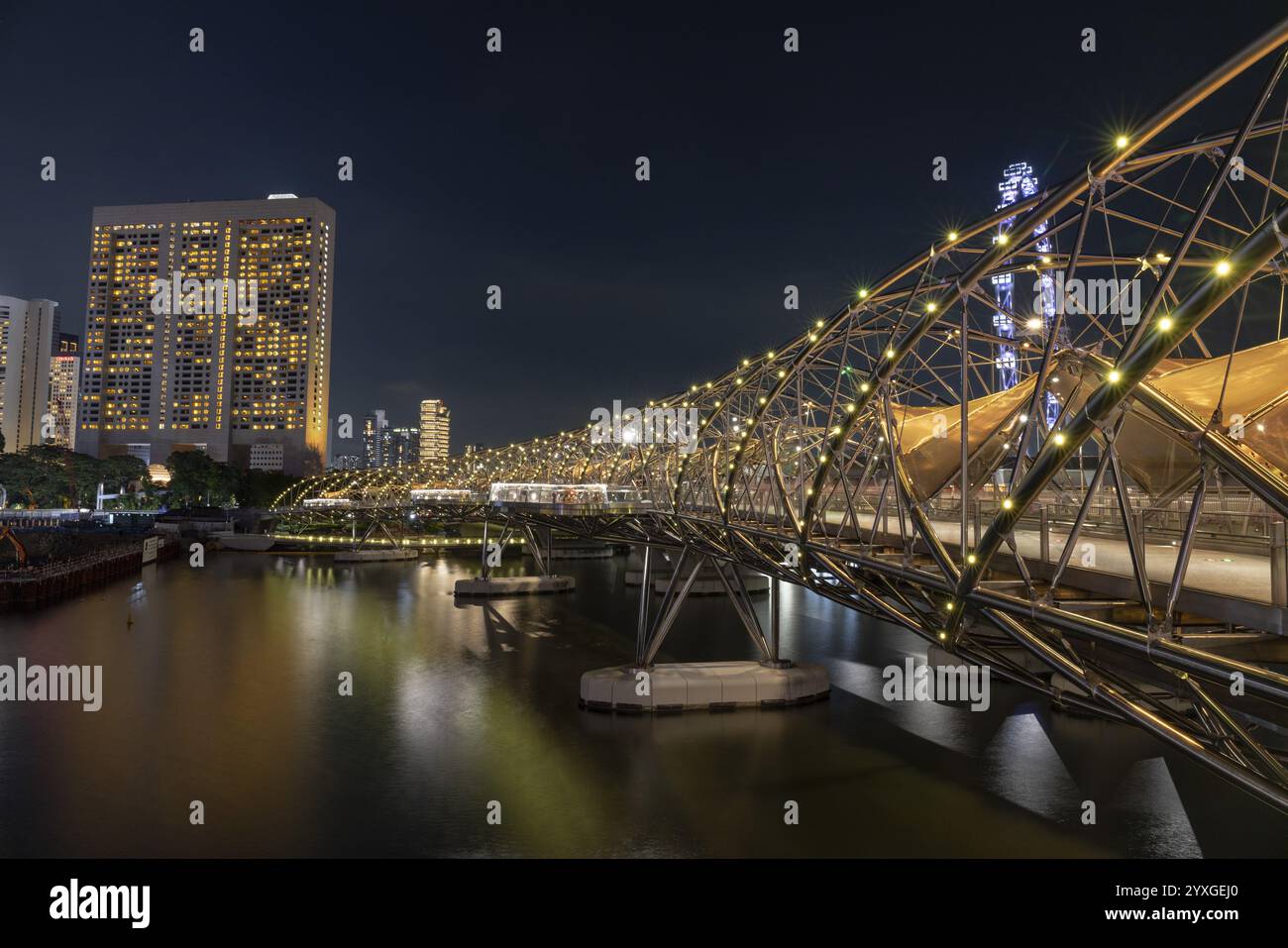 The Helix Bridge, double helix pedestrian bridge with DNA lights ...