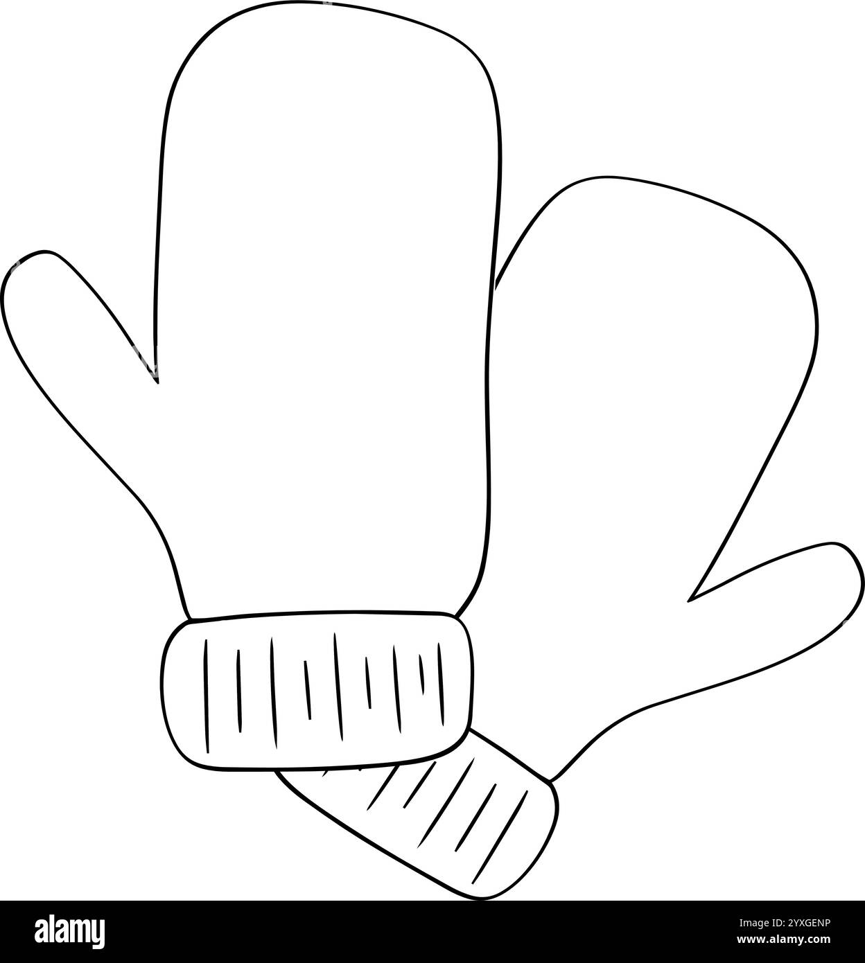 mitten graphic line composition for coloring book. outline, black ...