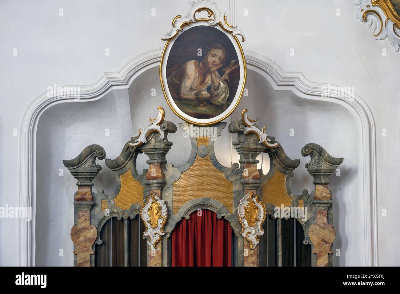 Confessional chair in the rococo church of St Ulrich, affectionately ...