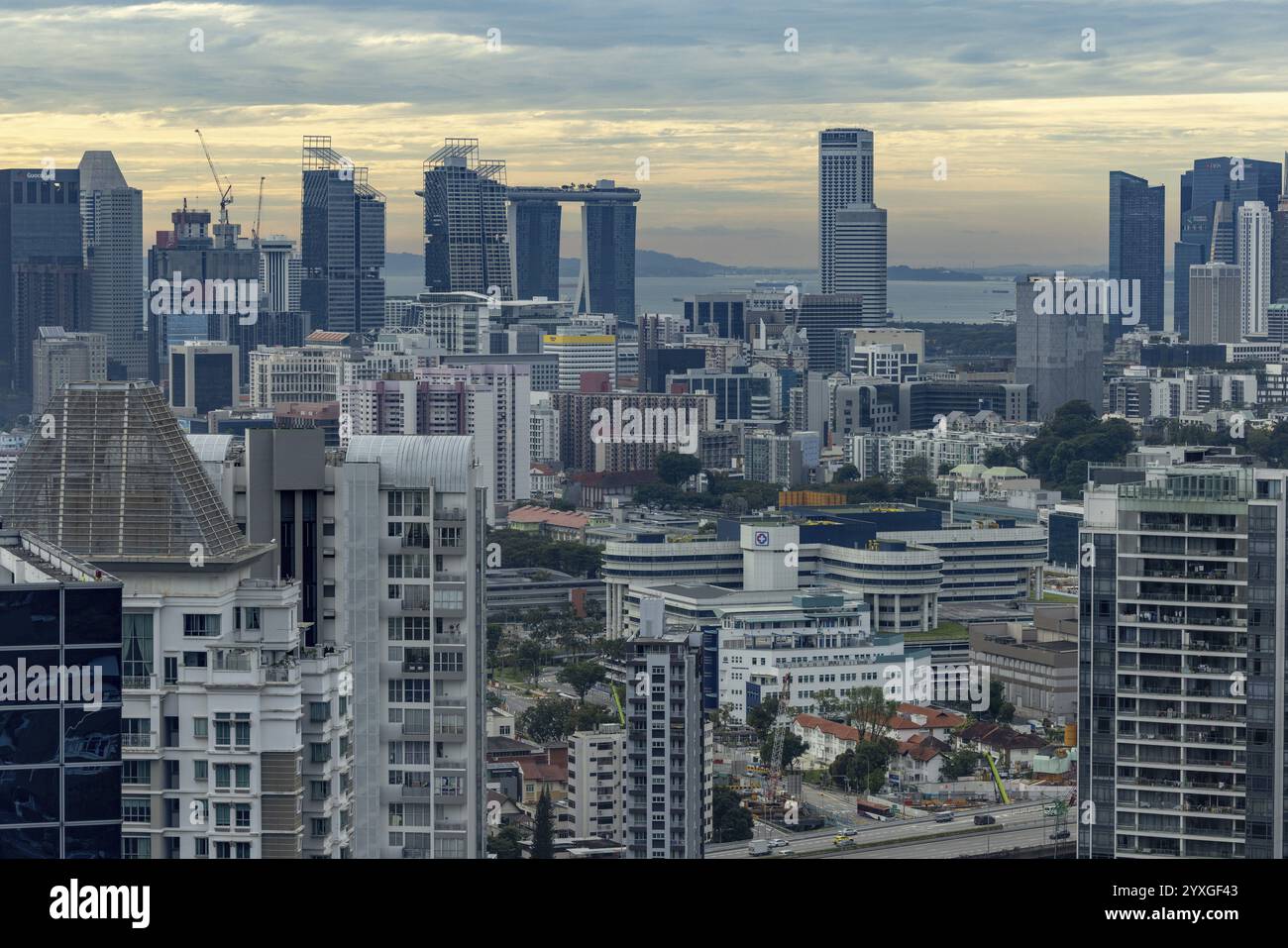 Skyscrapers, View from Novena over Downtown to Marina Bay, early ...