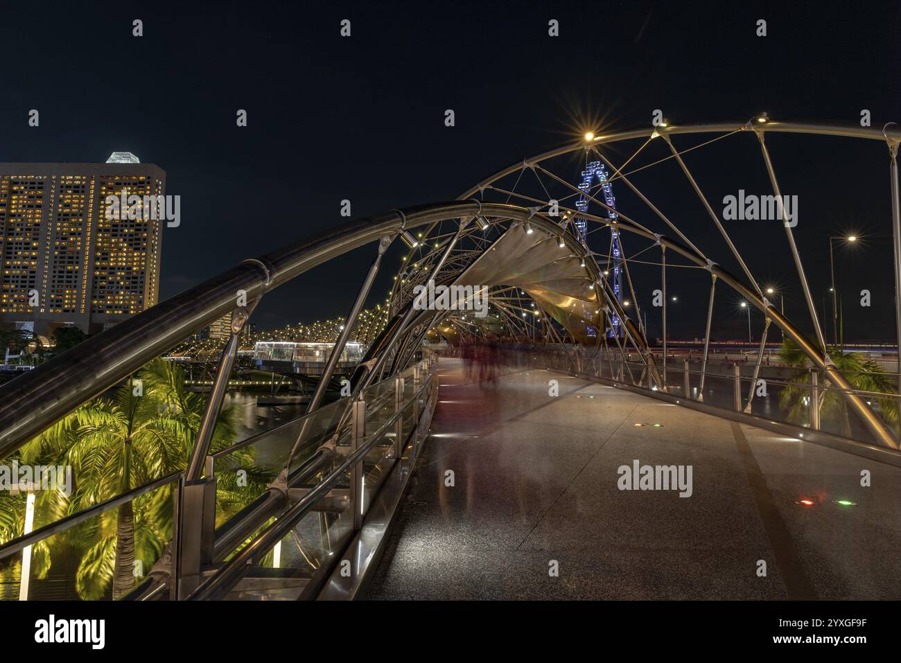 The Helix Bridge, double helix pedestrian bridge with DNA lights ...