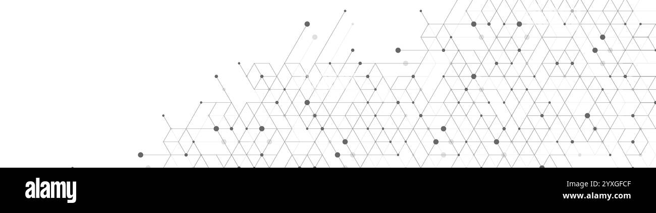 Technology abstract background lines, dots and hexagons. Hexagonal digital concept for poster ...