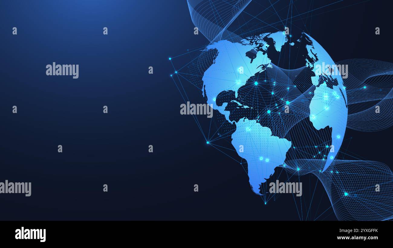 Global network connection concept. Big data visualization. Social ...