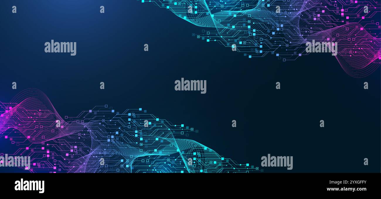 Artificial Intelligence with circuit electric line style. Digital ...