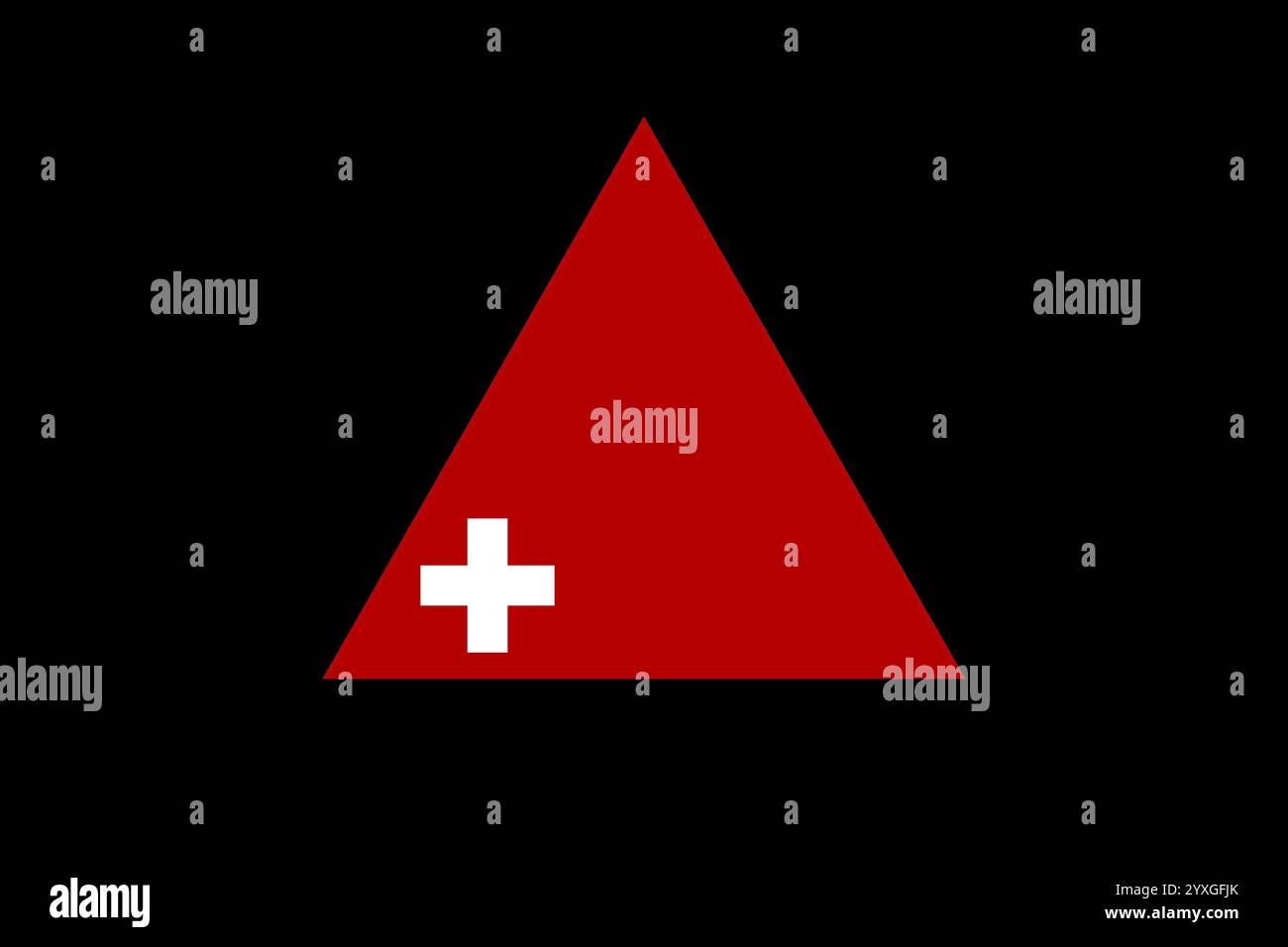 Red Triangle Shape Swiss Flag with White Cross Shape on Black ...