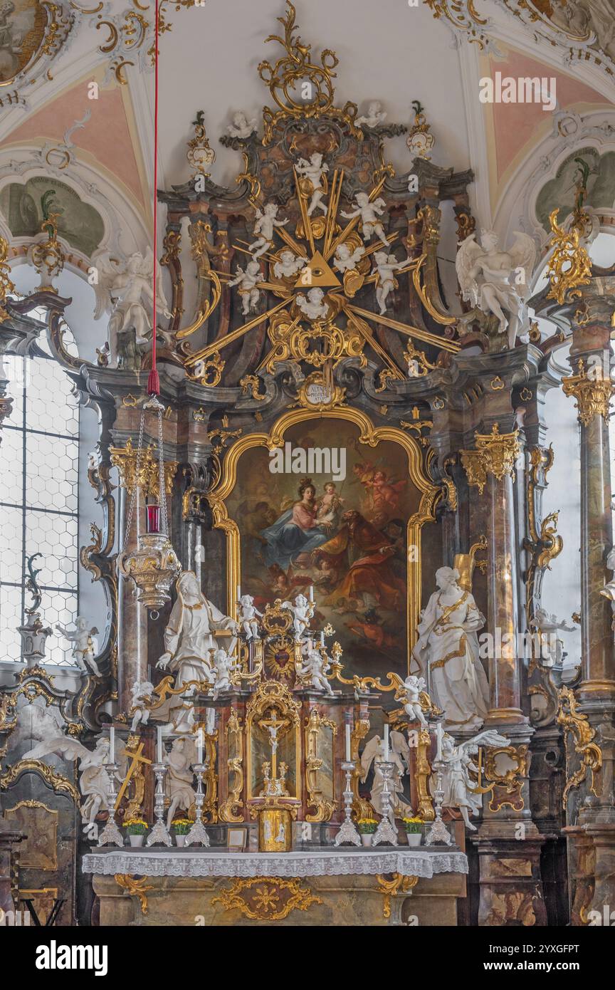 Main altar in the rococo church of St Ulrich, affectionately known as ...