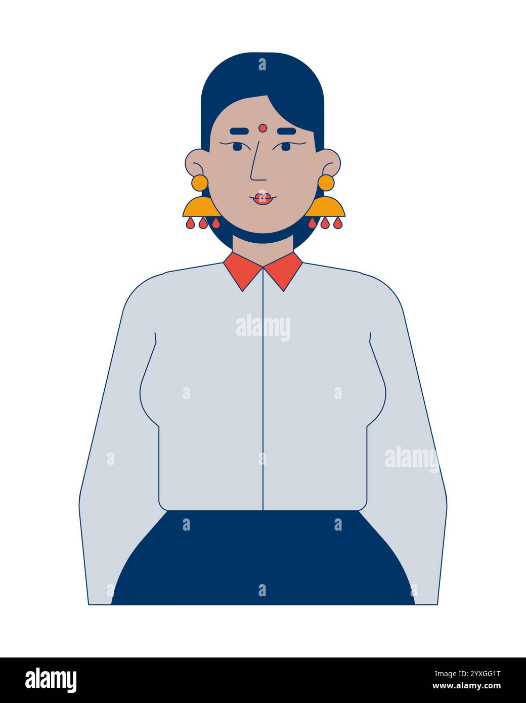 Business casual hindu woman confident hands in pockets 2D cartoon ...