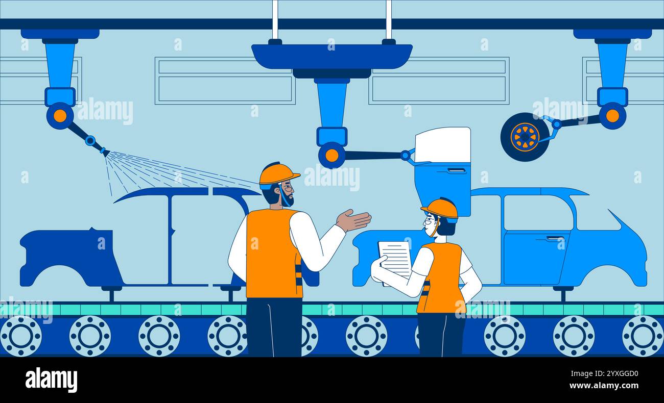 Manufacturing automobile industry flat illustration Stock Vector Image ...