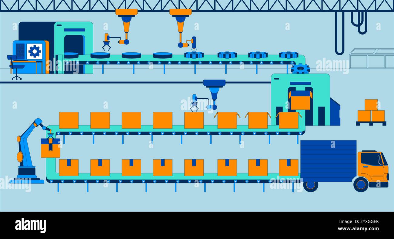 Smart factory flat illustration Stock Vector Image & Art - Alamy