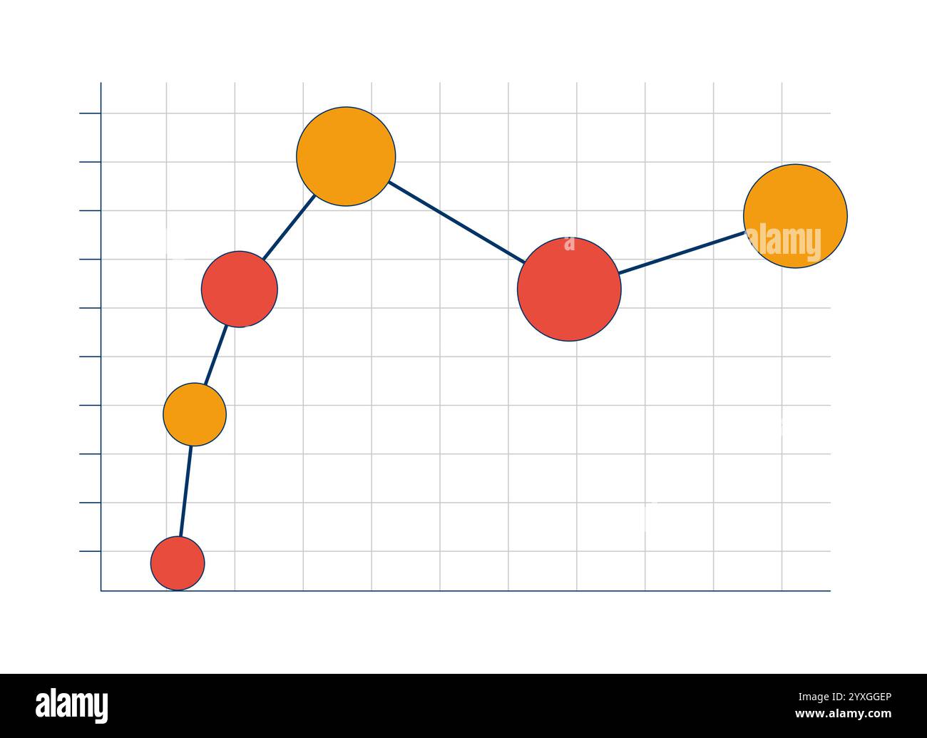 Bubble chart with data points on grid 2D cartoon object Stock Vector ...