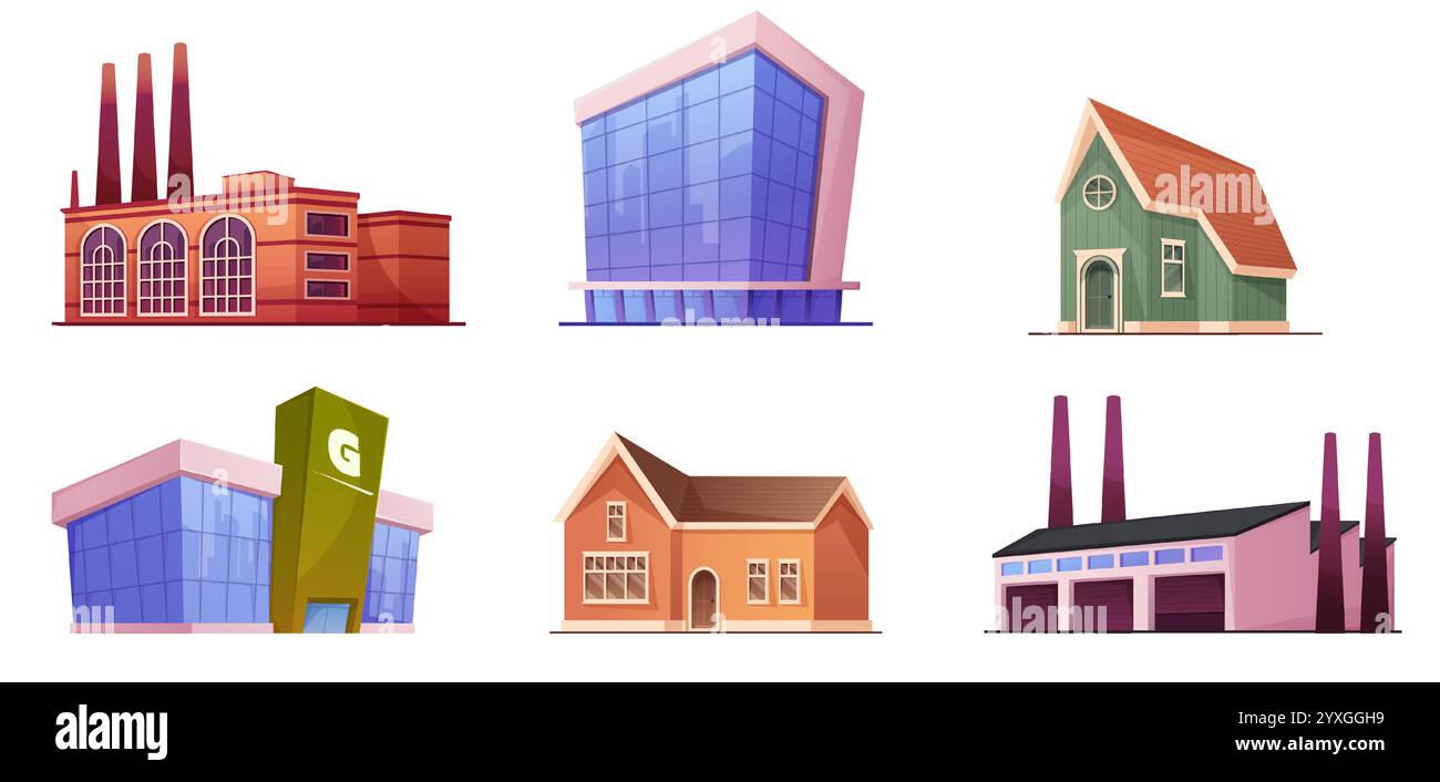 Office buildings. Business factory or store department. Solid city map ...